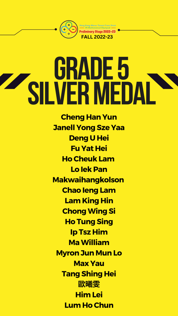 HMTCSMO港澳台兩岸奧數盃 (22-23FALL初賽) - SILVER MEDAL (IERC Applicants ONLY) - Ierc Official
