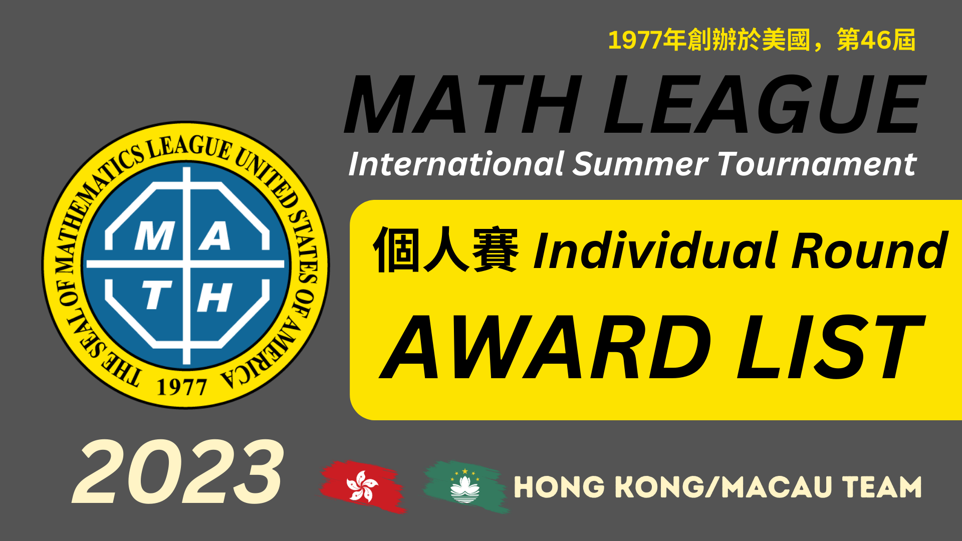 MATH LEAGUE International Summer Tournament 2023 (AWARD LIST) - Ierc ...
